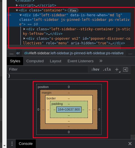 css in chrome element inspector what does a blue field with diagonal
