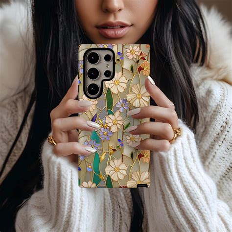 Wildflower Pressed Gold Stained Glass Effect Phone Case Samsung Galaxy