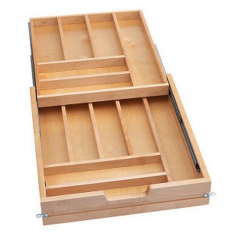 REV A SHELF INC 19 1 2 Frameless Tiered Cutlery Drawer No Slides Maple Rev A Shelf 4WTCD 495HFL 1