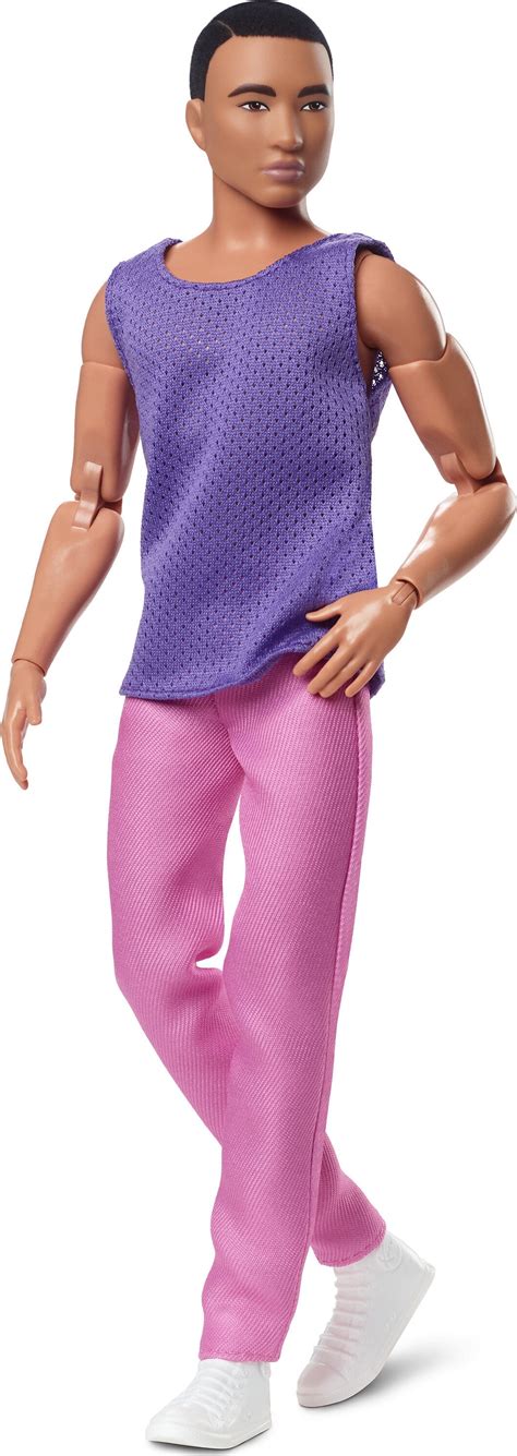 Barbie Looks Ken Doll Collectible Fashion Doll With Outfit Black Hair Purple Mesh Top Pink