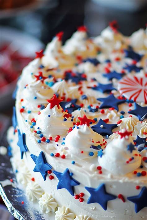 Patriotic Fourth Of July Cake With Star Decorations Stock Image Image
