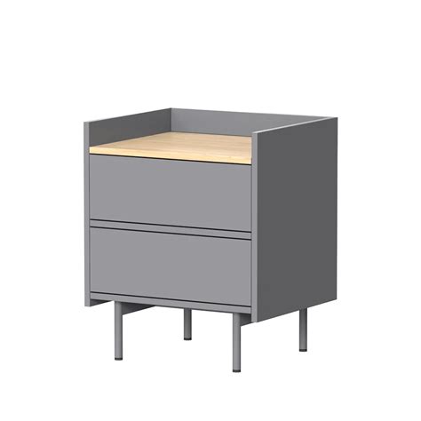 Vicco Nachtkastje Grijs Eiken 48 X 58 Cm Met 2 Lades Velina Grijs