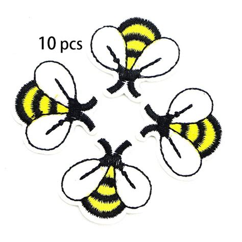 10 Pcs Iron On Bee Patch Embroidered Sew On Bumble Bee Applique 30x27mm