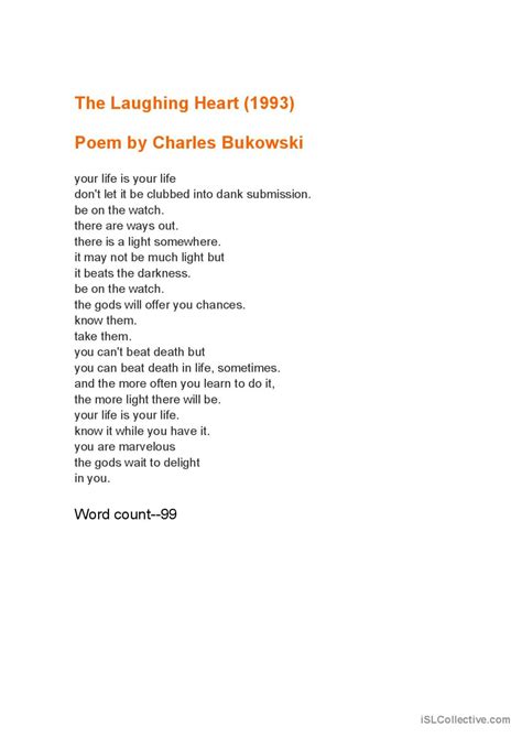 Laughing Man Charles Bukowski Poem English Esl Worksheets Pdf And Doc
