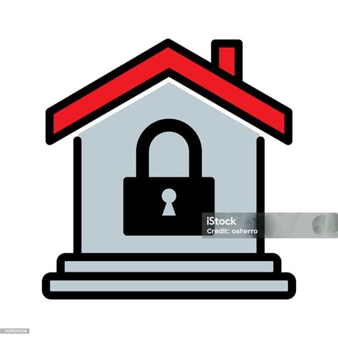 흰색 배경에 자물쇠 집 아이콘 잠긴 집 보호 보안 개념 벡터 일러스트레이션 개념에 대한 스톡 벡터 아트 및 기타 이미지 개념 개발 건설 산업 Istock