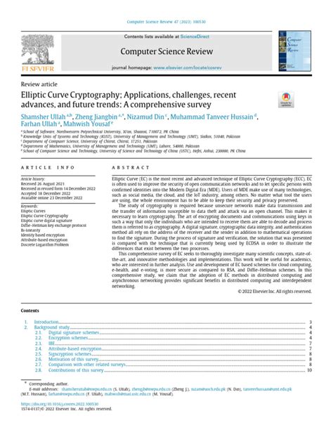Elliptic Curve Cryptography Applications Challenges Recent Advances