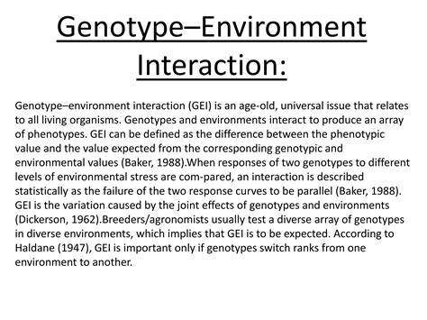 Genotypeenvironment Interaction Pptx Agriculture Industries