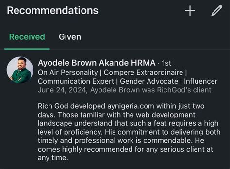 Richgod Usen On Linkedin Thank You Ayodele Brown Akande Hrma For The