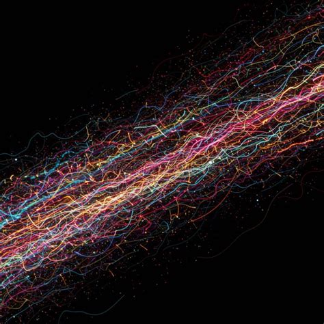 A Dynamic Visual Featuring An Array Of Colorful Light Streaks On A Dark Background The Stock