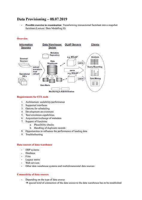6 Data Provisioning Data Warehouse Raimann Ss 2019 Data Provisioning 0807 Possible