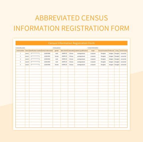 Free Census Templates For Google Sheets And Microsoft Excel Slidesdocs