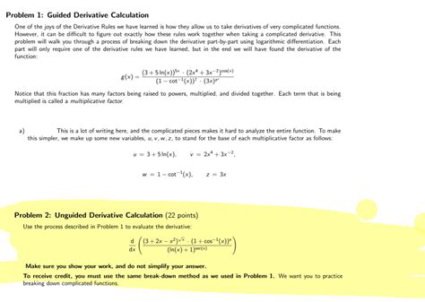 Solved Problem 1 Guided Derivative Calculation One Of The Joys Of The