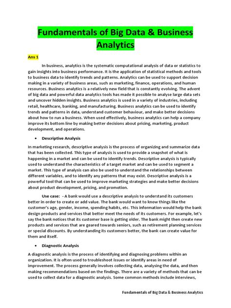 fundamentals of big data and business analytics assignment dec 2022 pdf analytics