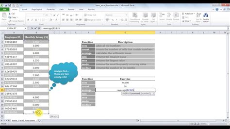 Basic Excel Functions Youtube