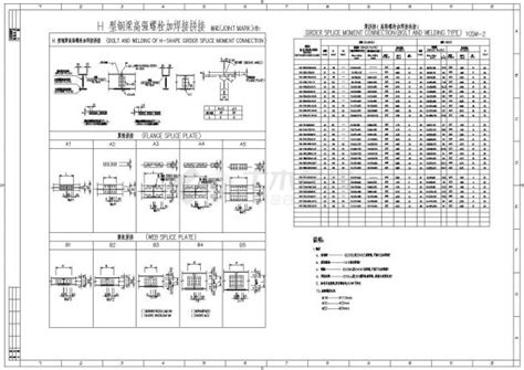 H型钢梁高强螺栓加焊接拼接节点构造详图CAD施工图设计 室内节点图块 土木在线