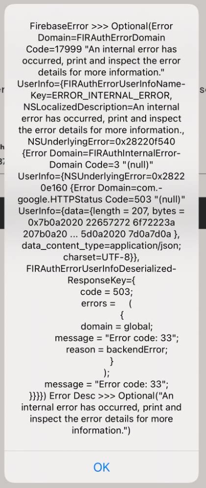 Ios Firebase Phone Authentication Internal Error 503 With Error Code 33 Stack Overflow