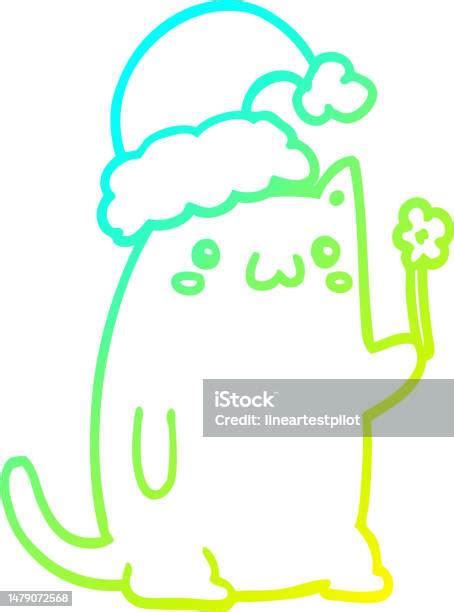 귀여운 만화 크리스마스 고양이의 차가운 그라데이션 선 그리기 0명에 대한 스톡 벡터 아트 및 기타 이미지 0명 귀여운 그라데이션 Istock