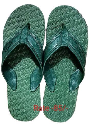 Green Daily Wear Lightweight Slip Resistant Plain Flip Flop Mens Rubber