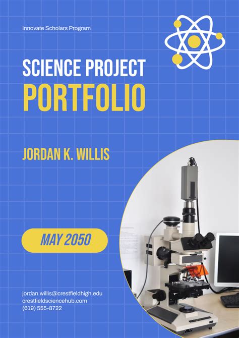 Free Science Project Portfolio Cover Page Template To Edit Online