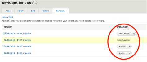 On Node Revision Overview Use Set Current If Revisions Are Newer Than Current Version