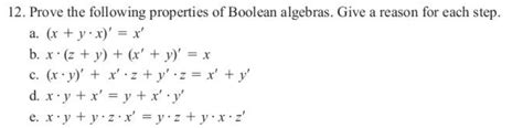 Solved Prove The Following Properties Of Boolean Algebras