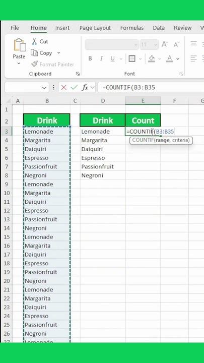 Using Unique And Countif Function In Excel To Find Items Excel Exceltech Exceltips Shorts