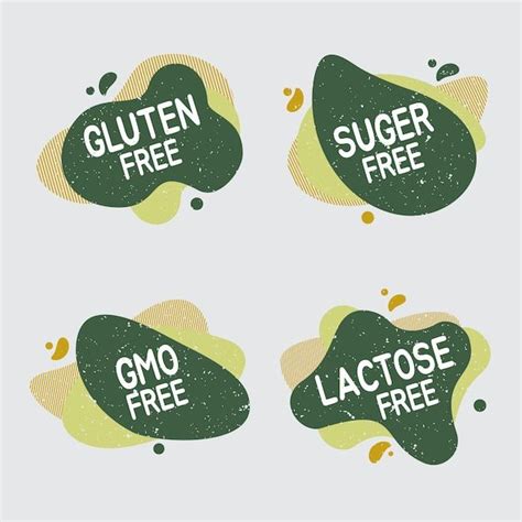 Набор бейджей без аллергенов Лактоза глютен сахар и ГМО Премиум векторы в 2025 г Бейджи