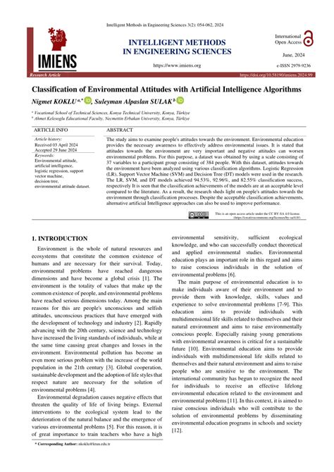 Pdf Classification Of Environmental Attitudes With Artificial