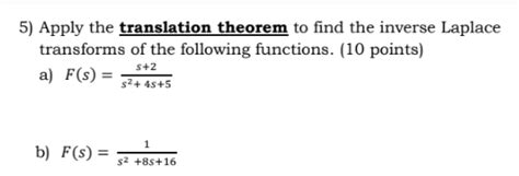 Solved 5 Apply The Translation Theorem To Find The Inverse