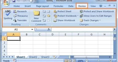 ms excel review tab in hindi