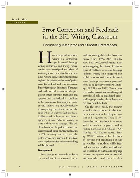 Error Correction And Feedback In The Efl Writing Classroom Etforum 2 2 0 0 6 N U M B E R 3 E