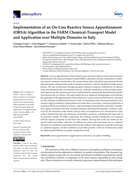 Pdf Implementation Of An On Line Reactive Source Apportionment Orsa