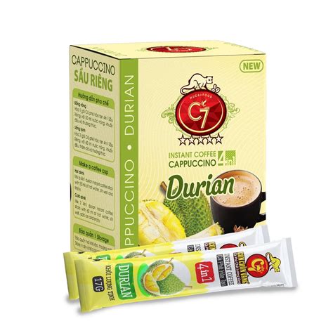 Cà Phê Hòa Tan Sầu Riêng 4in1 Con Chồn Vàng C7 Hộp 16 Gói