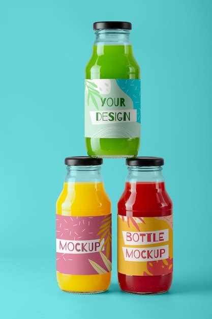 유리 병의 라벨 모형 프리미엄 Psd 파일