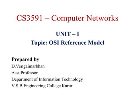 Unit I Osi Model In Cs3591 Computer Networks Ppt Computer
