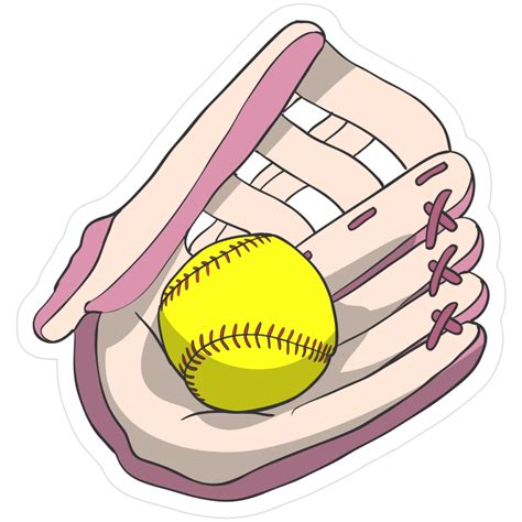 Pink Softball Glove And Ball Sticker Softball Stickers Softball