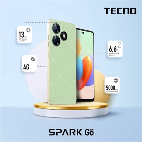 Смартфон Tecno Spark Go 2024 Bg6 6 56 4 128ГБ 2sim 5000мА•год Magic Skin Green Erc Ukraine