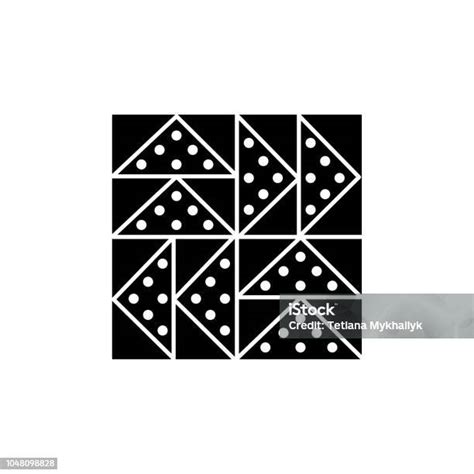 블랙 화이트 비행 거 위 퀼트 패턴의 일러스트 벡터 플랫 퀼트 및 패치워크 기하학적 디자인 서식 파일의 아이콘 흰색 배경에 고립 거위 새에 대한 스톡 벡터 아트 및 기타