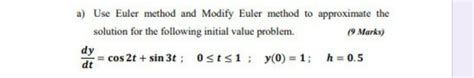Solved A Use Euler Method And Modify Euler Method To Chegg Com