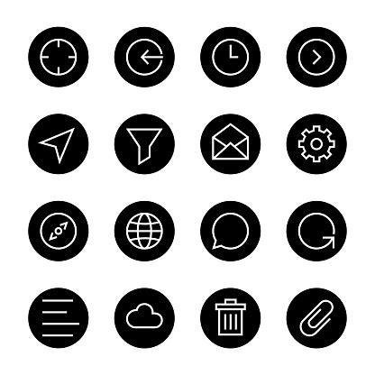 Basic Icon Set 2 Black Circle Series Stock Illustration Download