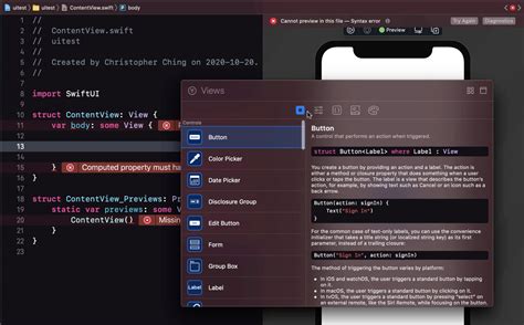 Xcode Views And Modifiers Buttons Missing From Library Panel General