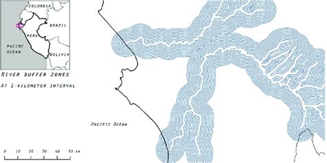 River Buffer Zones At 1 Kilometer Intervals Download Scientific Diagram