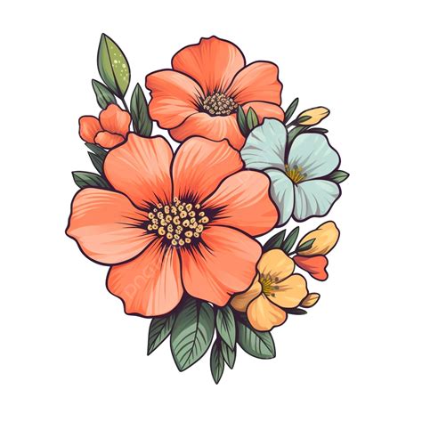 꽃 스티커 복고풍 스타일 꽃 보라 상표 Png 일러스트 및 이미지 에 대한 무료 다운로드 Pngtree