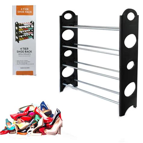 Органайзер полиця для взуття стелаж Shoe Rack складана стійка підставка чорна взуття — ціна 420