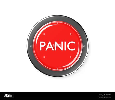 Red Panic Push Button Over White Background Emergency Security Or Safety Concept Flat Lay Top
