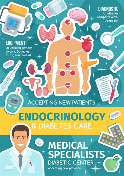 Cartel Médico De Endocrinología Con Sistema Endocrino 16142562 Vector