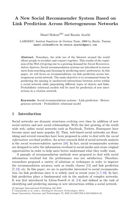 Pdf A New Social Recommender System Based On Link Prediction Across Heterogeneous Networks