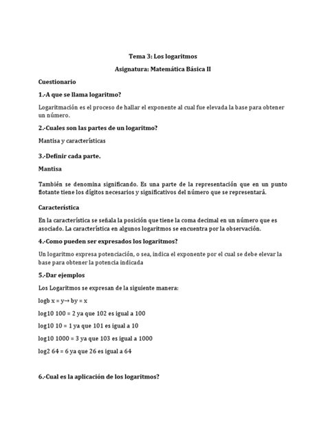 Los Logaritmos Pdf Logaritmo Exponenciación Los Logaritmos Pdf Logaritmo Exponenciación