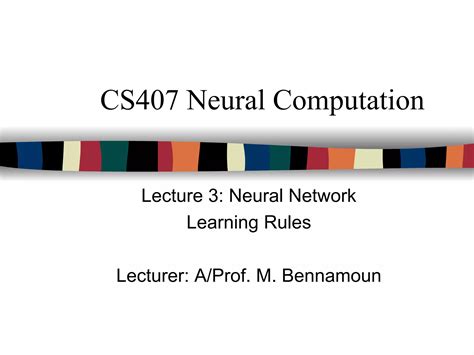 Artificial Neural Networks Lect3 Neural Network Learning Rules Pdf