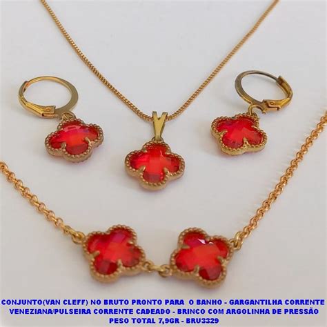 Conjuntovan Cleff No Bruto Pronto Para O Banho Gargantilha Corrente Venezianapulseira